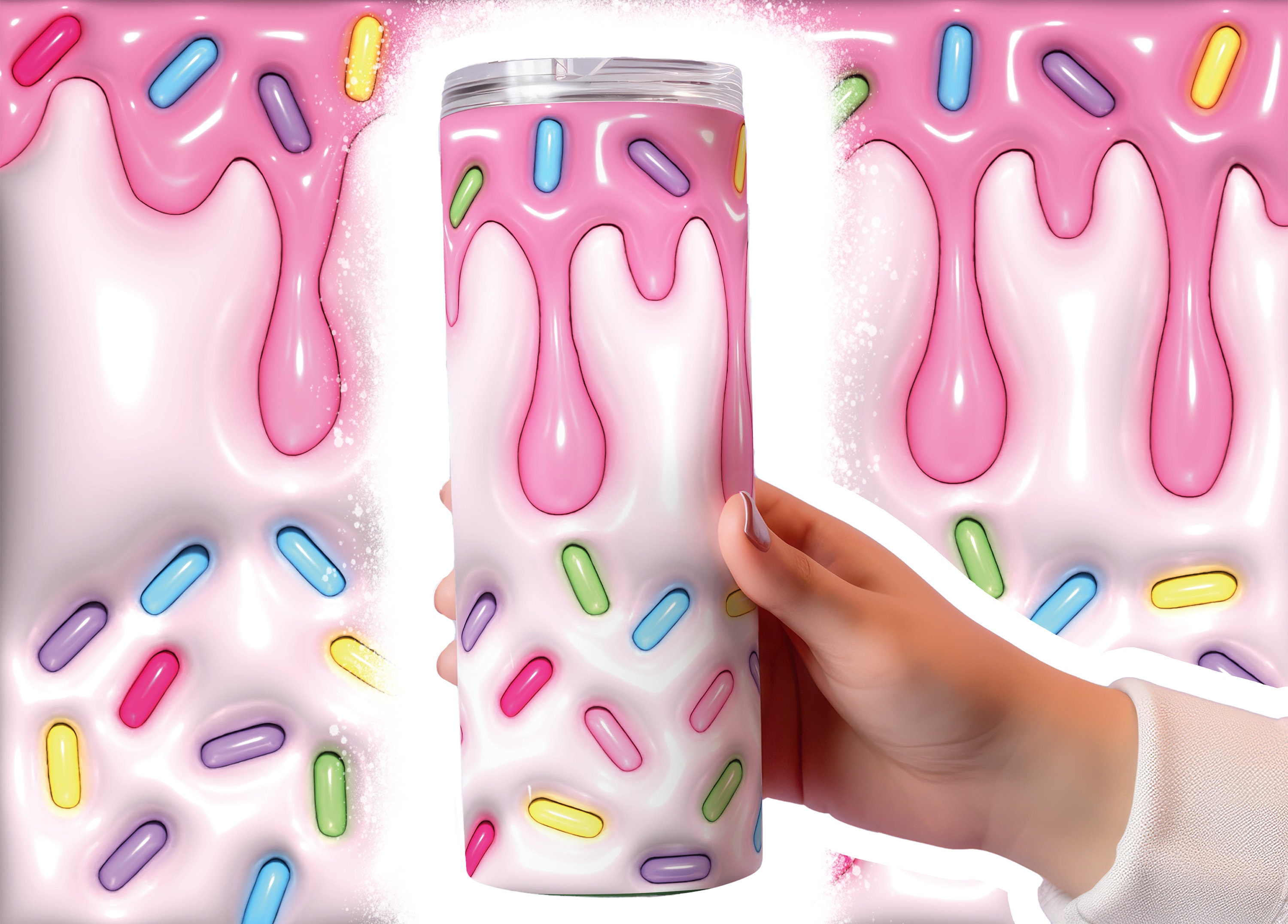 Inflated Sprinkle Tumbler Wrap Png 3D Tumbler Design Skinny Sublimation ...