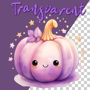 60+ Lilac Halloween Clipart Bundle Pastel Kawaii Pumpkin Clipart PNG ...
