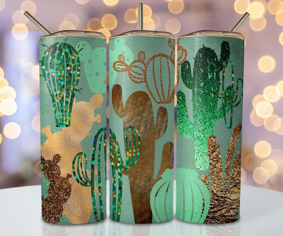 Cactus Tumbler Wrap, 20oz Skinny Sublimation Tumbler Design, Cactus ...