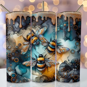 Drip Bumblebee Tumbler Wrap, 20oz Skinny Sublimation Tumbler Design ...