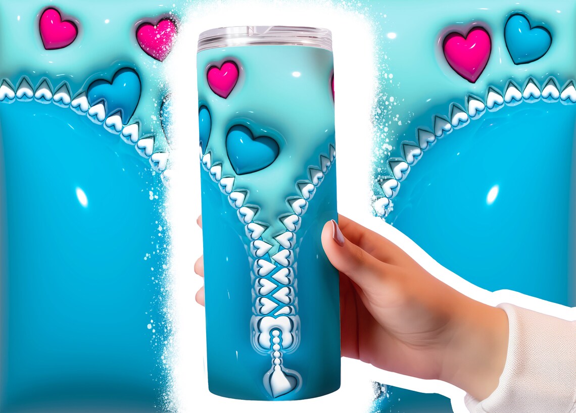 Zipper Inflated Tumbler Wrap Png 3D Tumbler Design Skinny Sublimation ...
