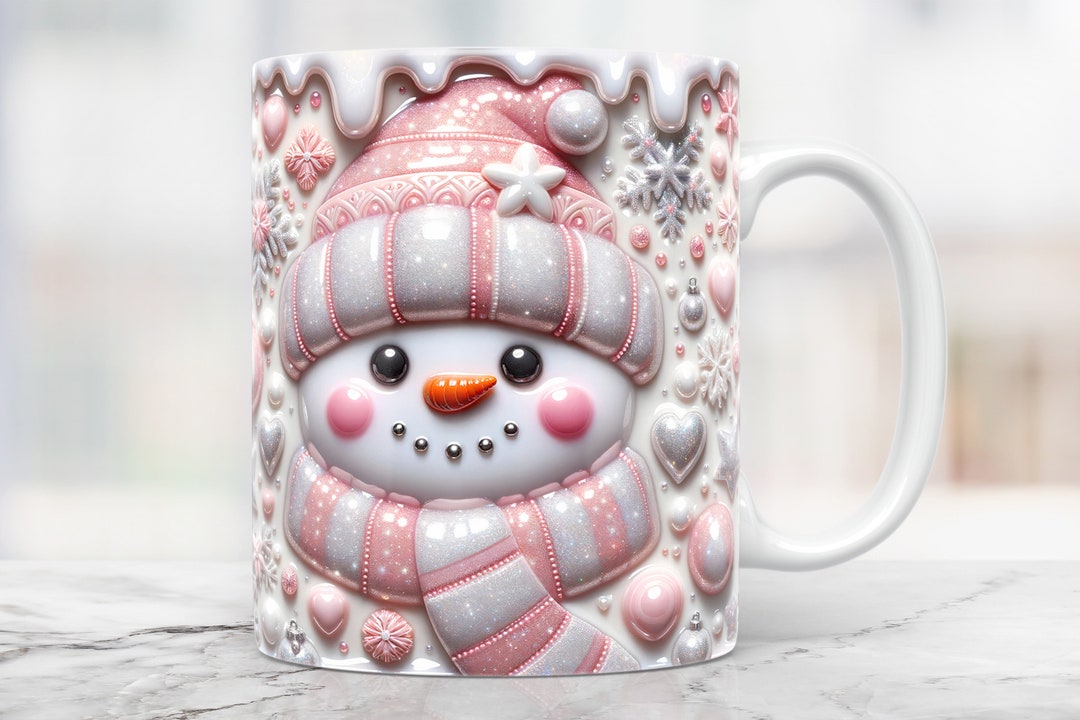 3D Snowman Mug Wrap, Snowman Christmas Mug Gift Png, 15oz Sublimation ...