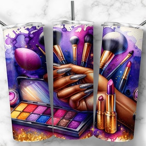 Seamless Makeup Tumbler Wrap, 20oz Skinny Sublimation Tumbler Design ...