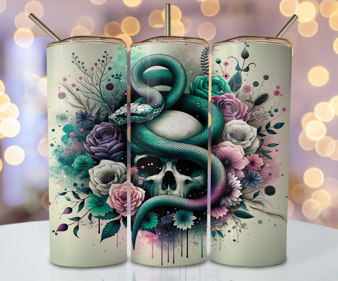 Watercolor Snake Tumbler Wrap, 20 Oz Skinny Sublimation Tumbler Design ...
