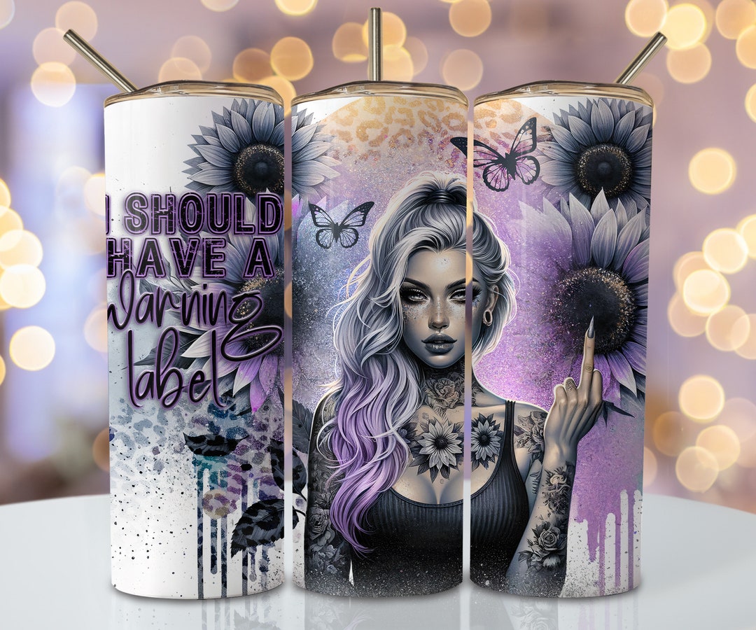 Purple Funny Tumbler Wrap, 20 Oz Skinny Sublimation Tumbler Design ...