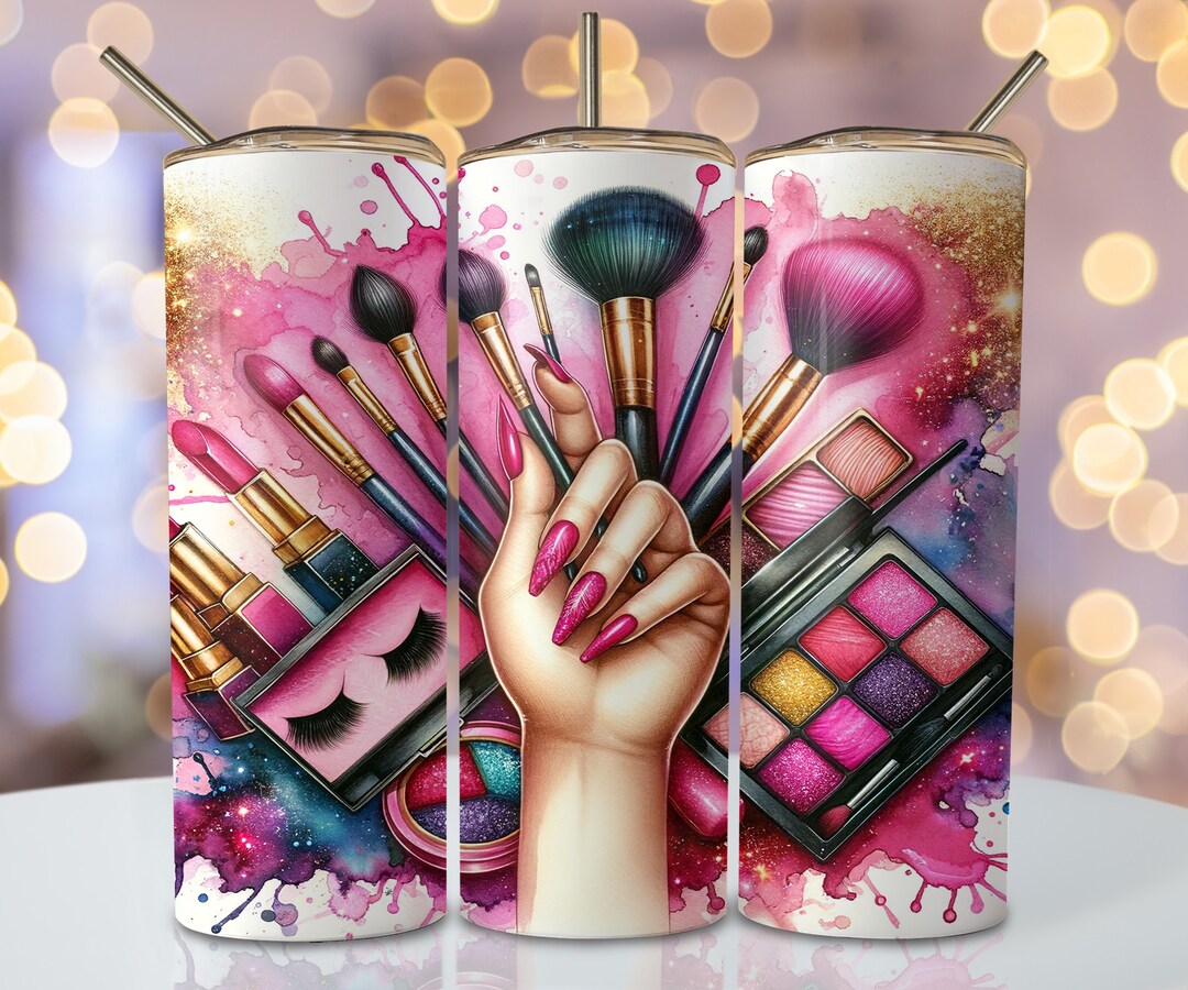 Vibrant Makeup Tumbler Wrap, 20oz Skinny Sublimation Tumbler Design ...