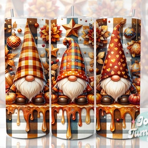 Thanksgiving Gnome Tumbler Wrap, 20oz Skinny Sublimation Tumbler ...