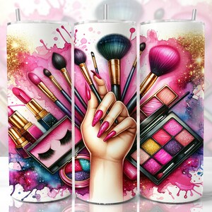 Vibrant Makeup Tumbler Wrap, 20oz Skinny Sublimation Tumbler Design ...