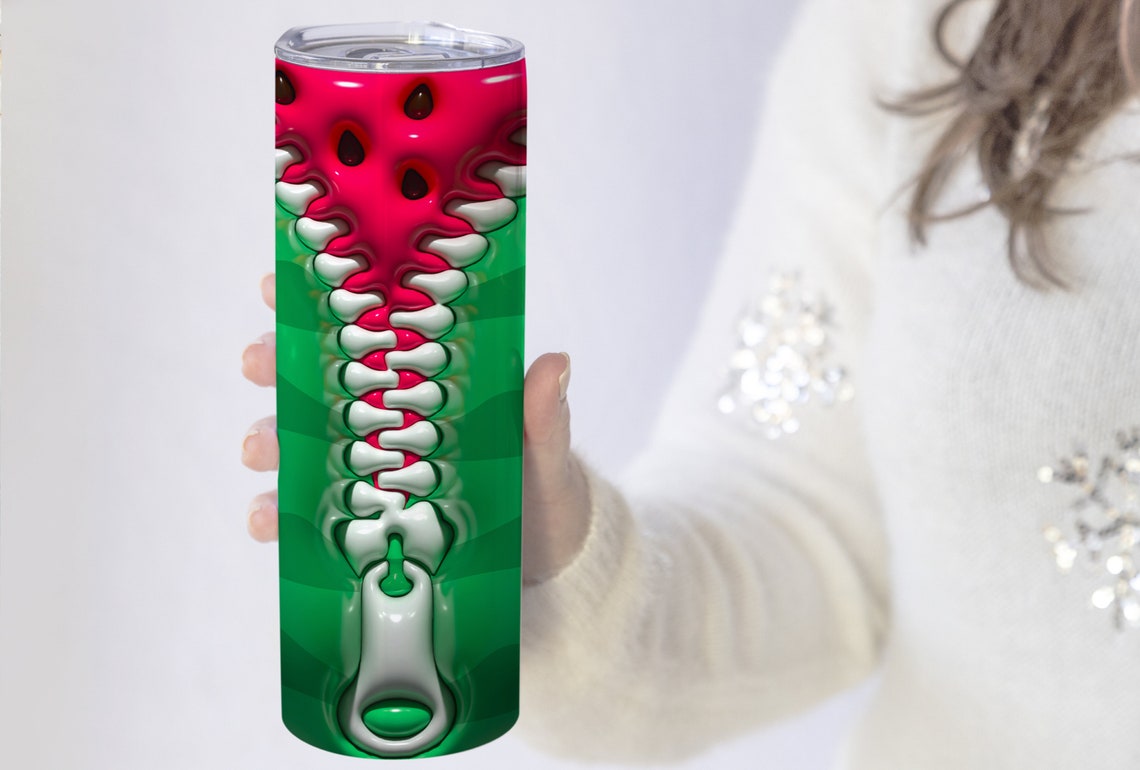 Zipper Inflated Tumbler Wrap Png 3D Tumbler Design Skinny Sublimation ...