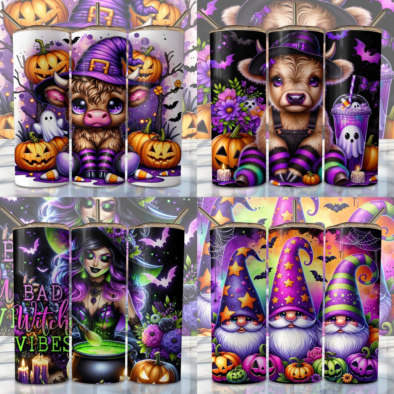 Halloween Bundle Png Tumbler Wrap 20 Oz Skinny Sublimation Bundle ...