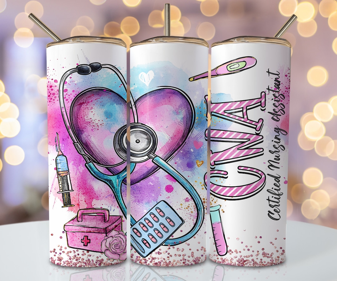 CNA Nurse Tumbler Wrap, 20oz Skinny Sublimation Tumbler Design, CNA ...