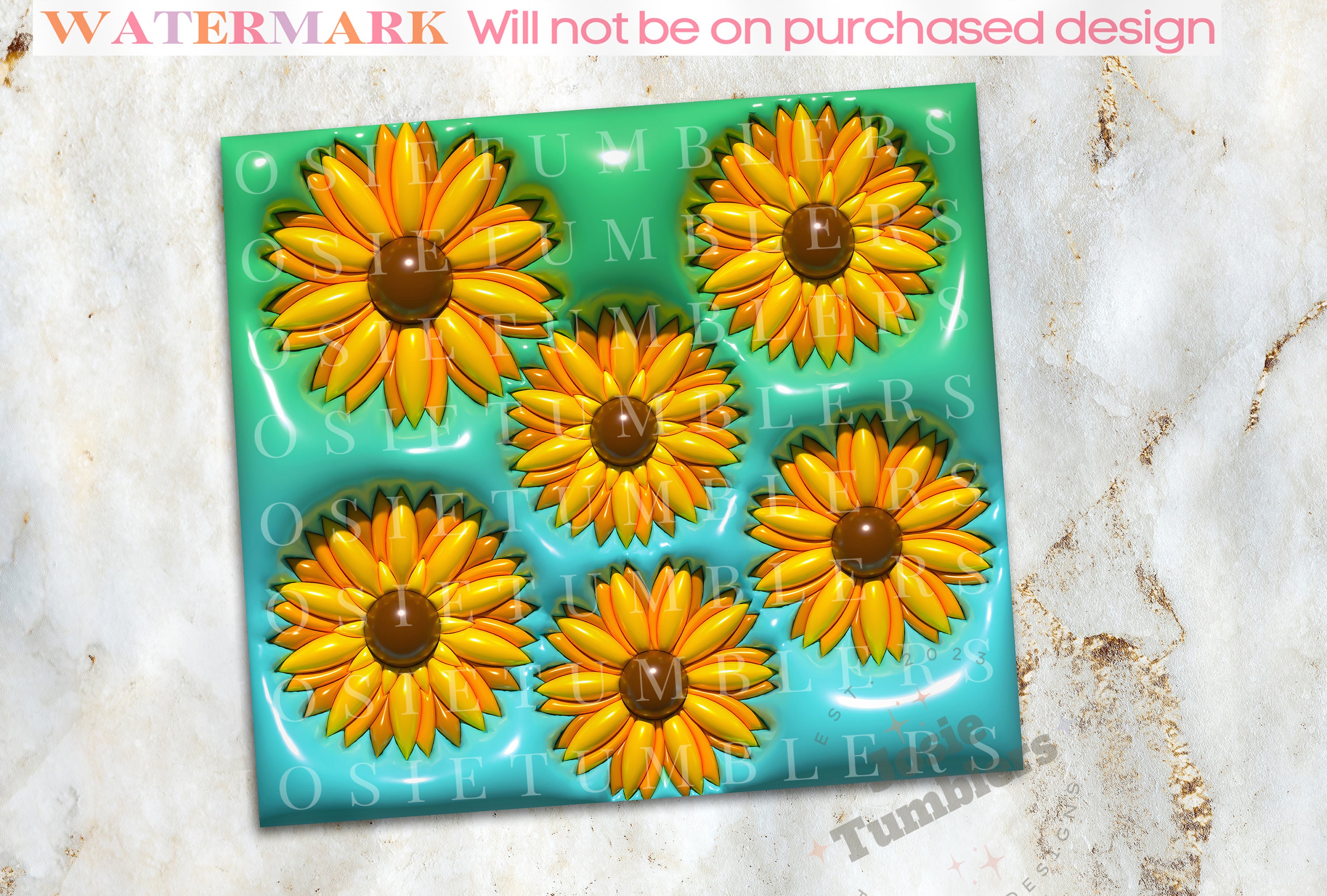 Inflated Sunflower Tumbler Wrap Png 3D Tumbler Design Skinny ...