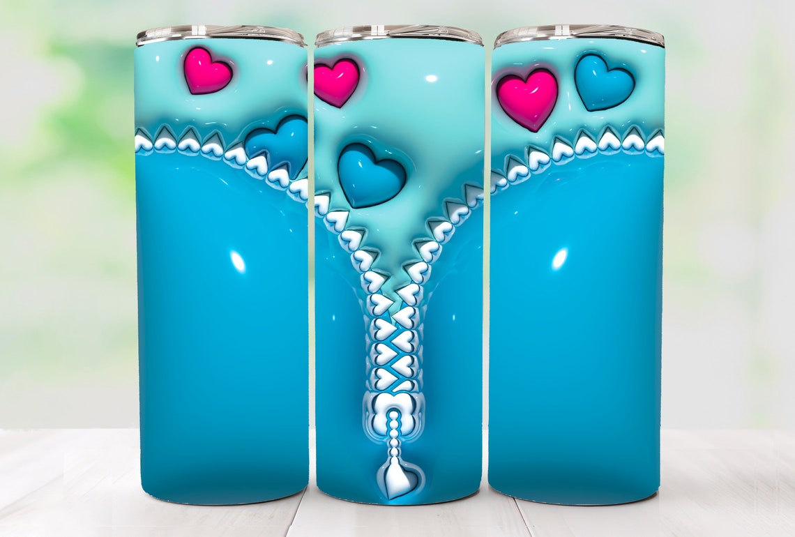 Zipper Inflated Tumbler Wrap Png 3D Tumbler Design Skinny Sublimation ...