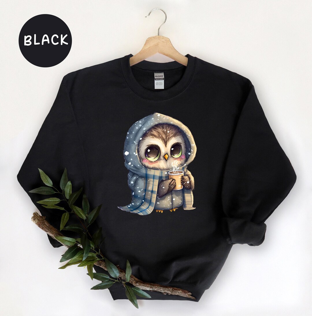 Winter Owl Sweatshirt, Artistic Owl Hoodie, Owl Lover Gift, Cute Winter ...