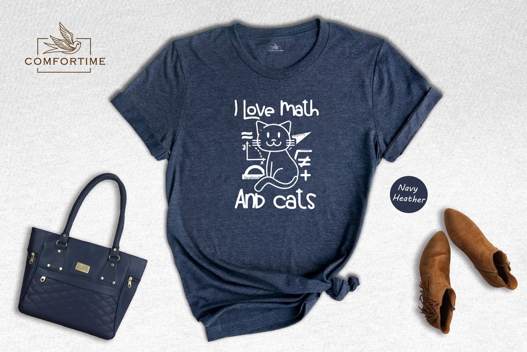 I Love Math and Cats Shirt, Math Shirt, Math Teacher Shirt, Cat Shirt ...