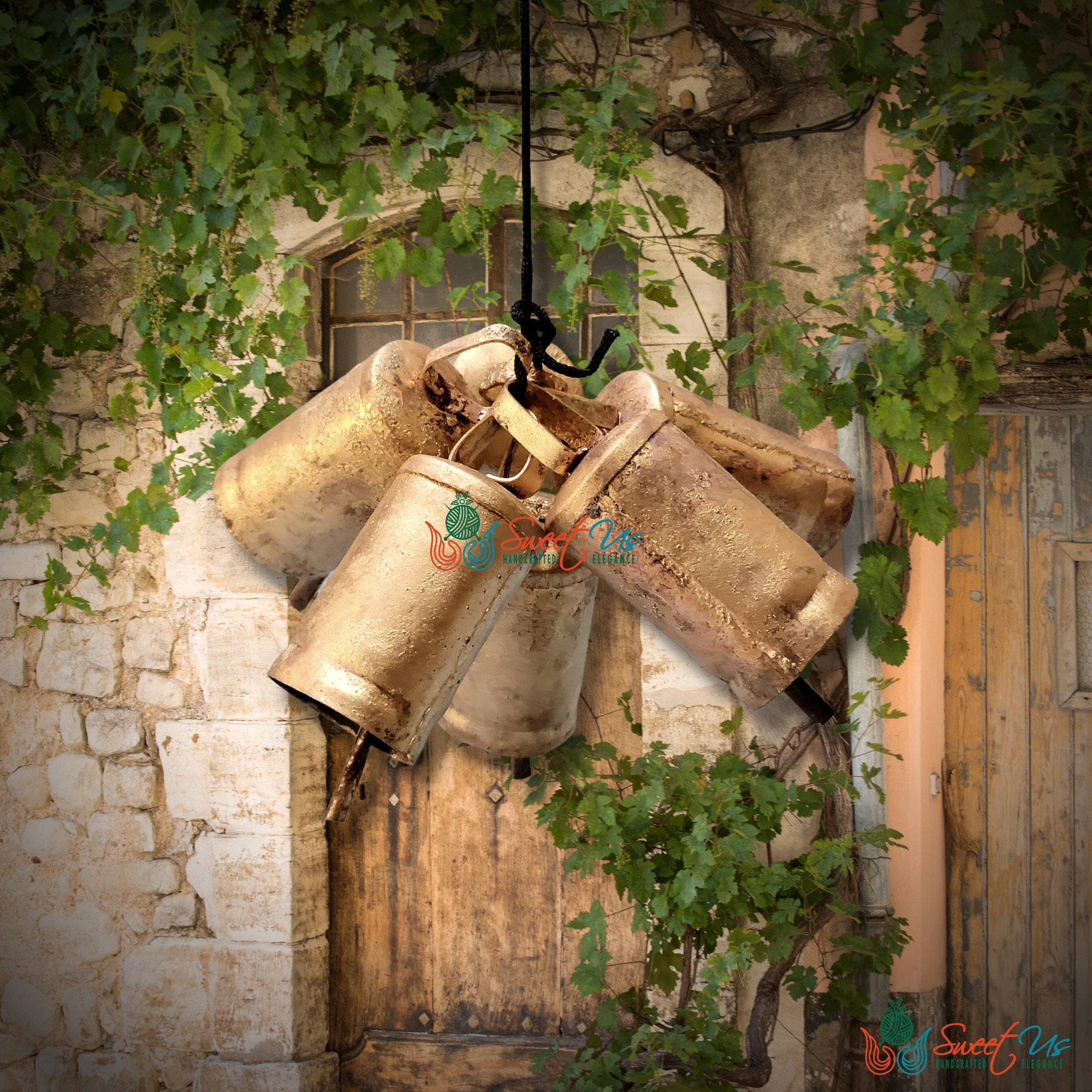 Handmade Rustic Lucky Vintage Bells and Sweet Us Pouch for Craftwork ...