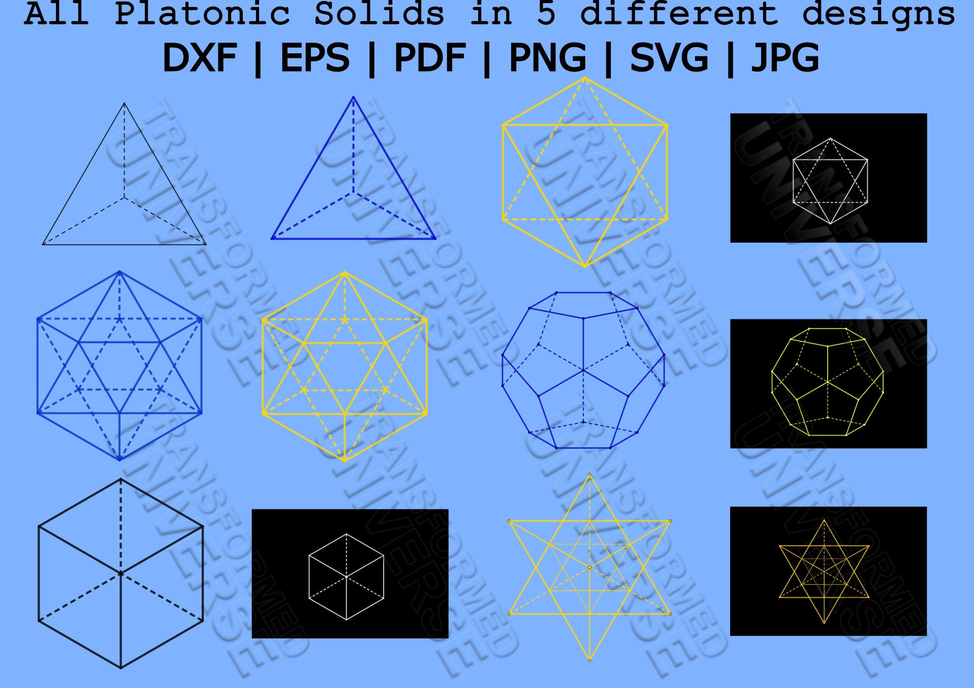 Platonic Solids Bundle Sacred Geometry Vector Clip Art Cut Files ...