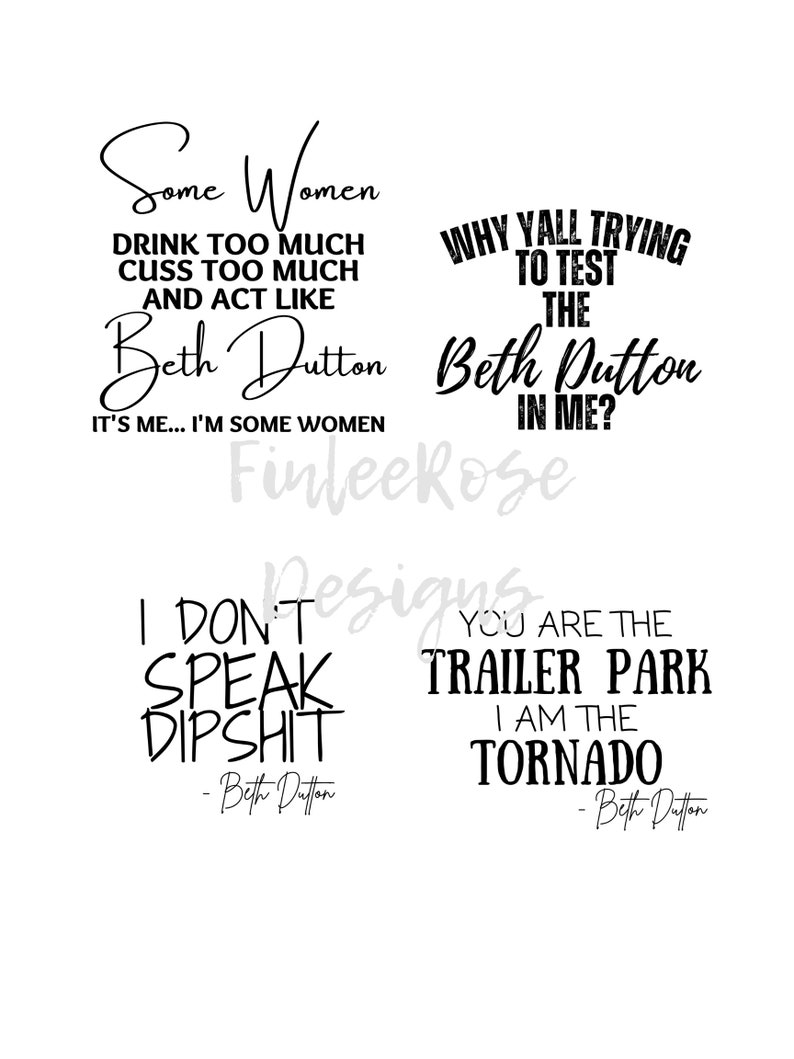 BUNDLE of 4 Beth Dutton PNG Digital Designs Sublimation - Etsy