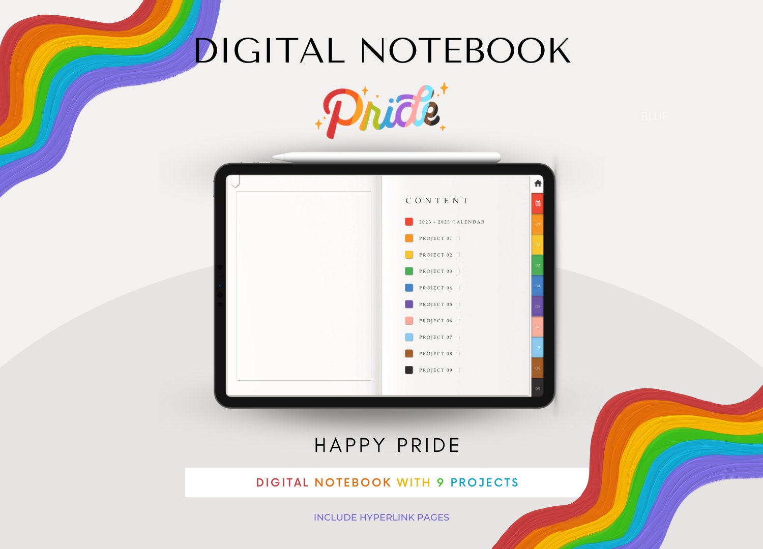 Happy Pride Digital Notebook, Pride Color Digital Notebook for Goodnote ...