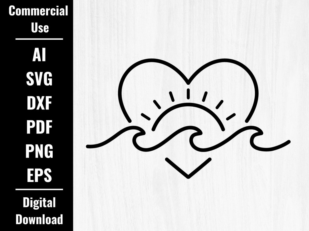 Simple Ocean Wave Svg, Wave Svg, Wave Png Clipart, Sun and Wave Svg ...