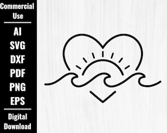 Simple Turtle Ocean Wave Svg, Wave Svg, Wave Png Clipart, Sun and Wave ...