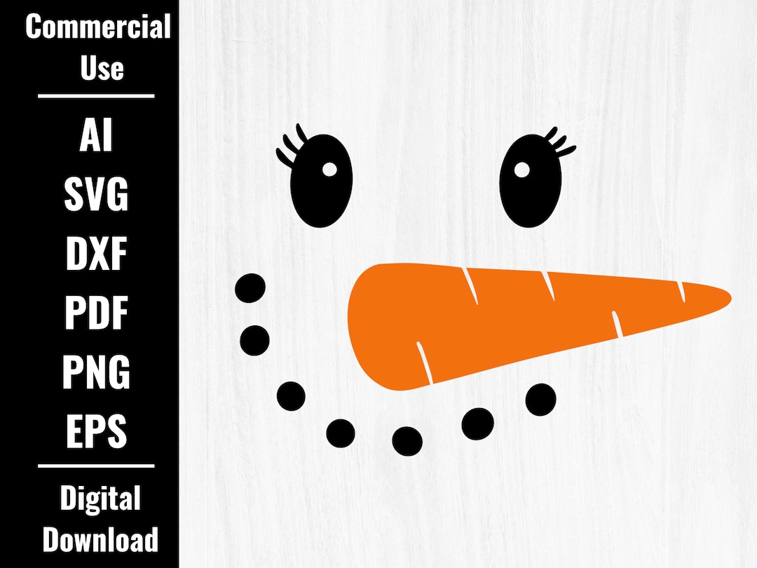 Cute Snowman Face With Eyelashes Svg, Snowman Clipart Svg, Snowman ...