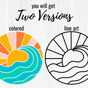 Simple Ocean Wave Svg, Wave Svg, Wave Png Clipart, Sun and Wave Svg ...
