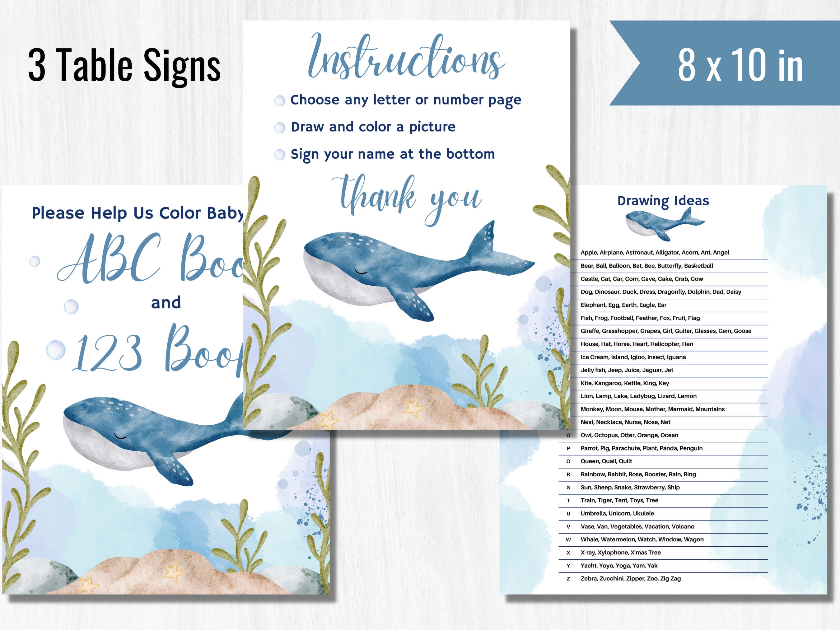 Nautical Baby Shower ABC Book, Blank Alphabet Book, Baby's First ABC ...
