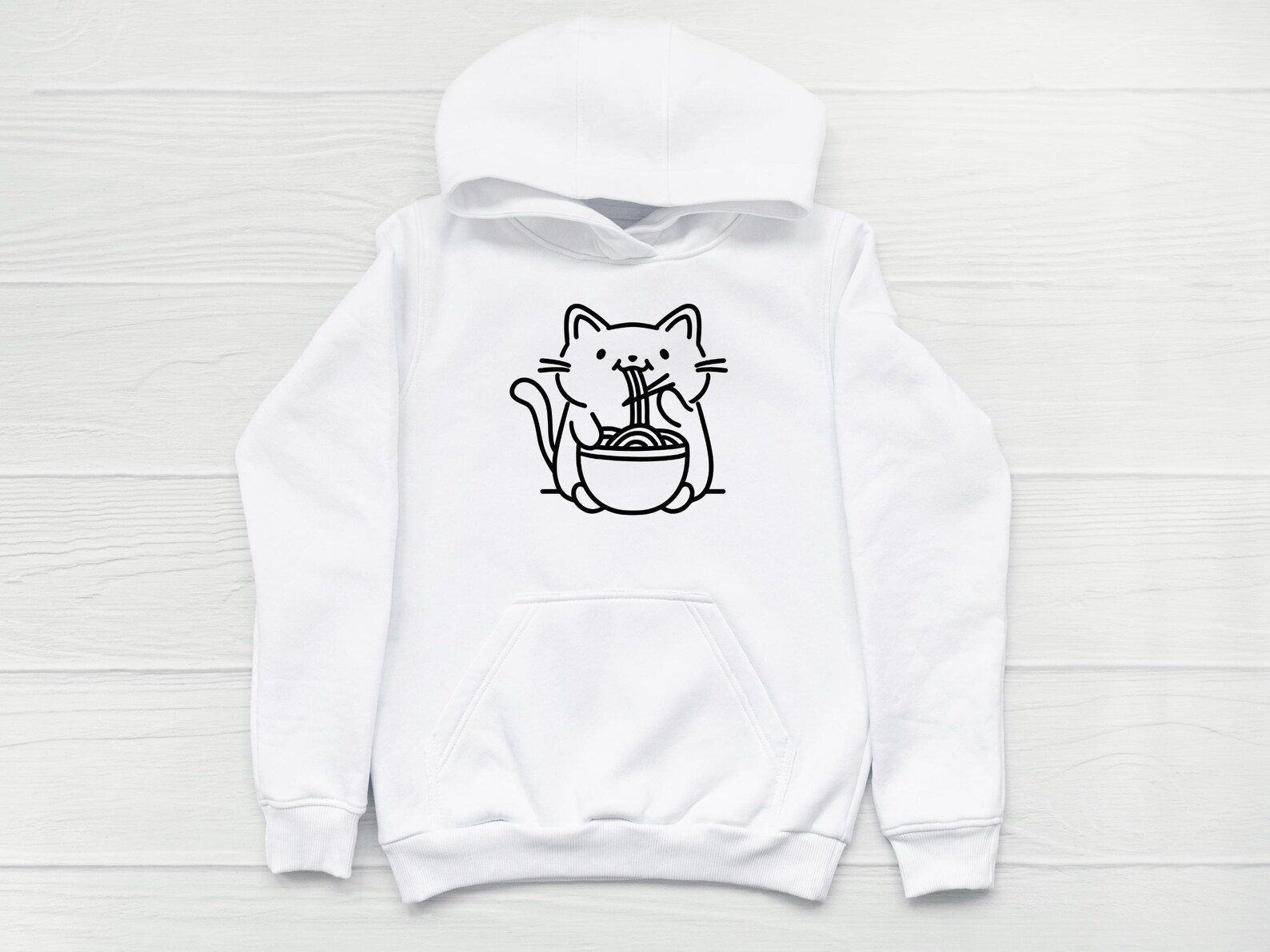 Simple Line Art Noodle Cat Svg | Cute Ramen Cat Clipart | Instant ...