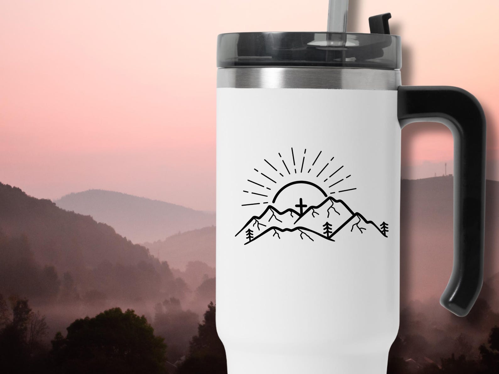 Simple Mountain Sun Cross Svg, Mountain Svg, Christian Svg, Faith ...