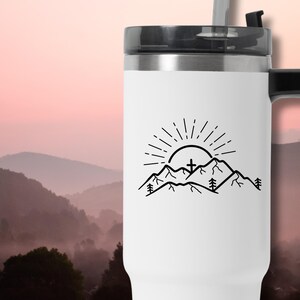 Simple Mountain Sun Cross Svg, Mountain Svg, Christian Svg, Faith ...