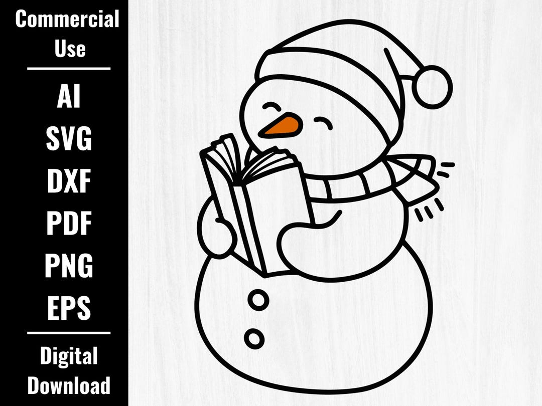 Cute Snowman Reading Book SVG - Christmas Snowman Clipart for Book ...