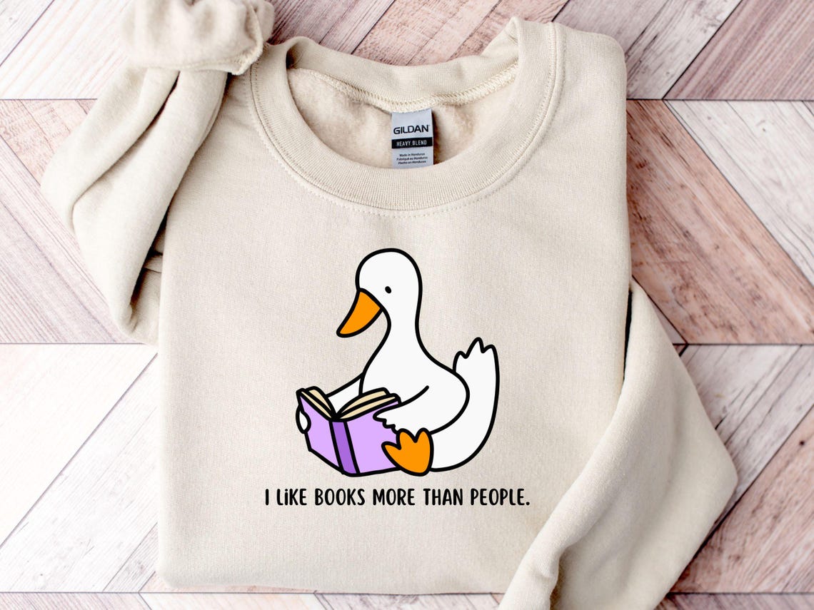 Simple Cute Silly Goose Reading SVG, Book Lover Clipart, Reading PNG ...