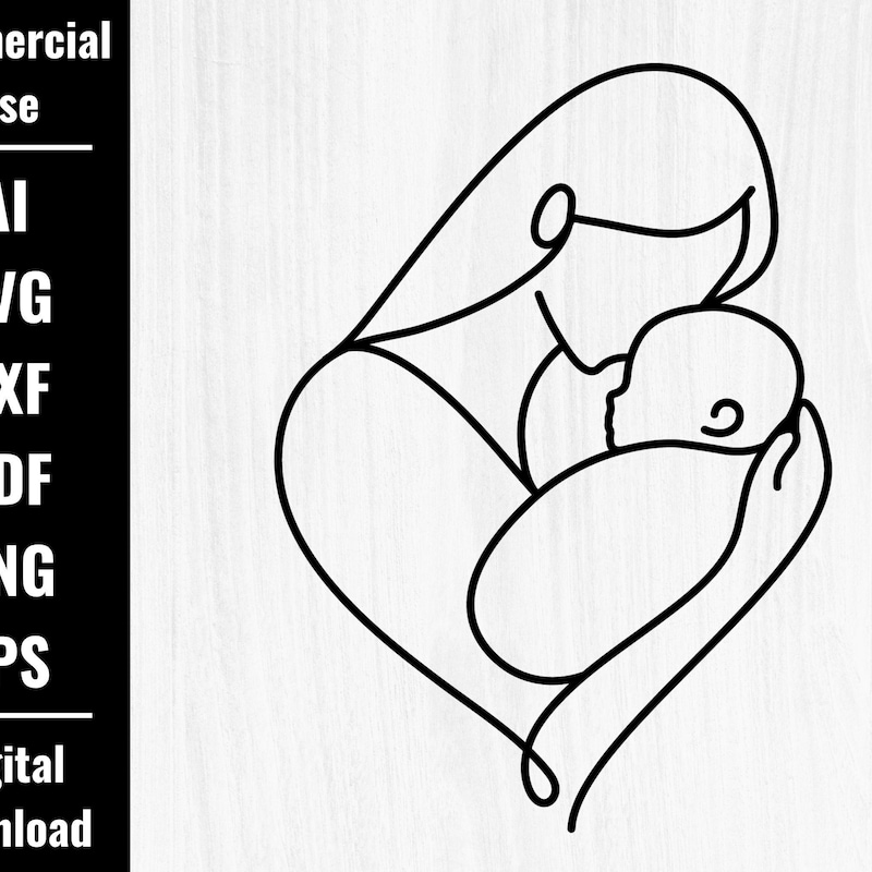 Mother and Baby Line Art - Etsy