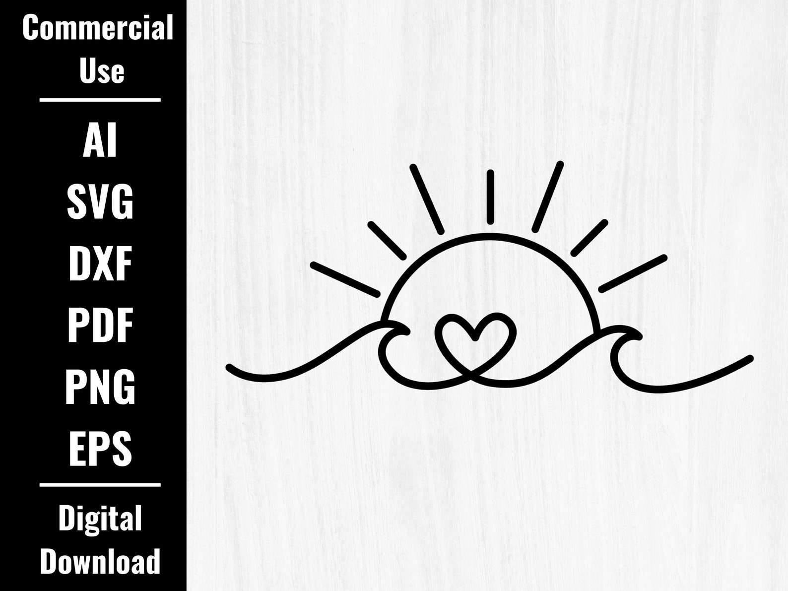 Simple Ocean Wave Svg, Wave Svg, Wave Png Clipart, Sun and Wave Svg ...