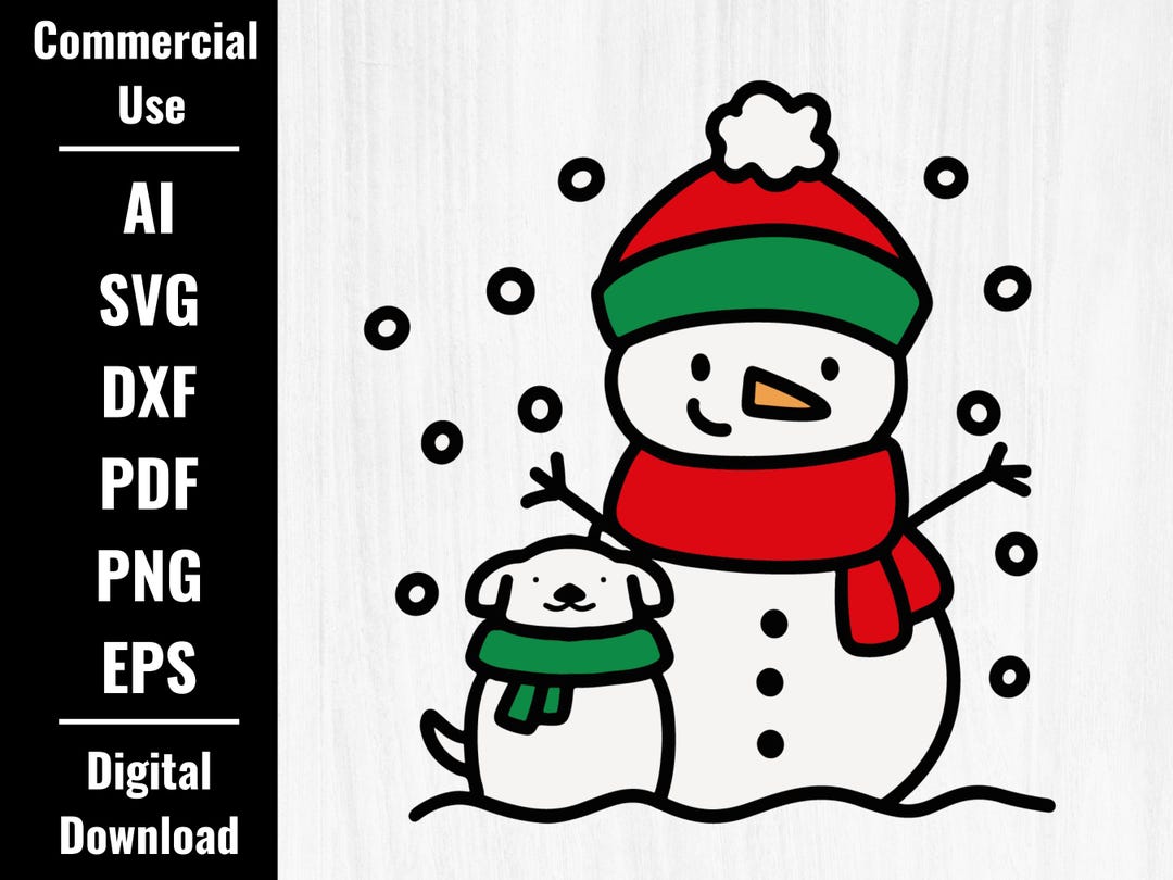 Cute Snowman Snowdog SVG Png Eps Dxf Vector Christmas Design for ...