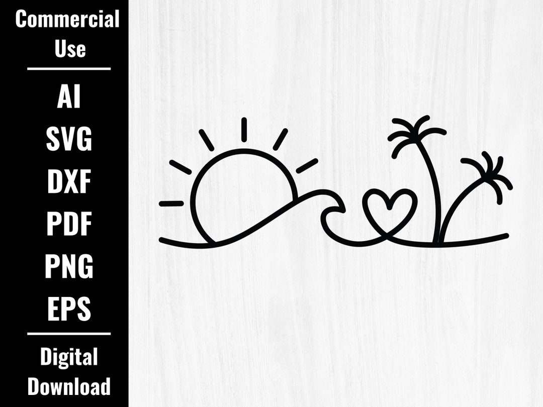 Simple Ocean Wave Svg, Wave Svg, Wave Png Clipart, Sun and Wave Svg ...