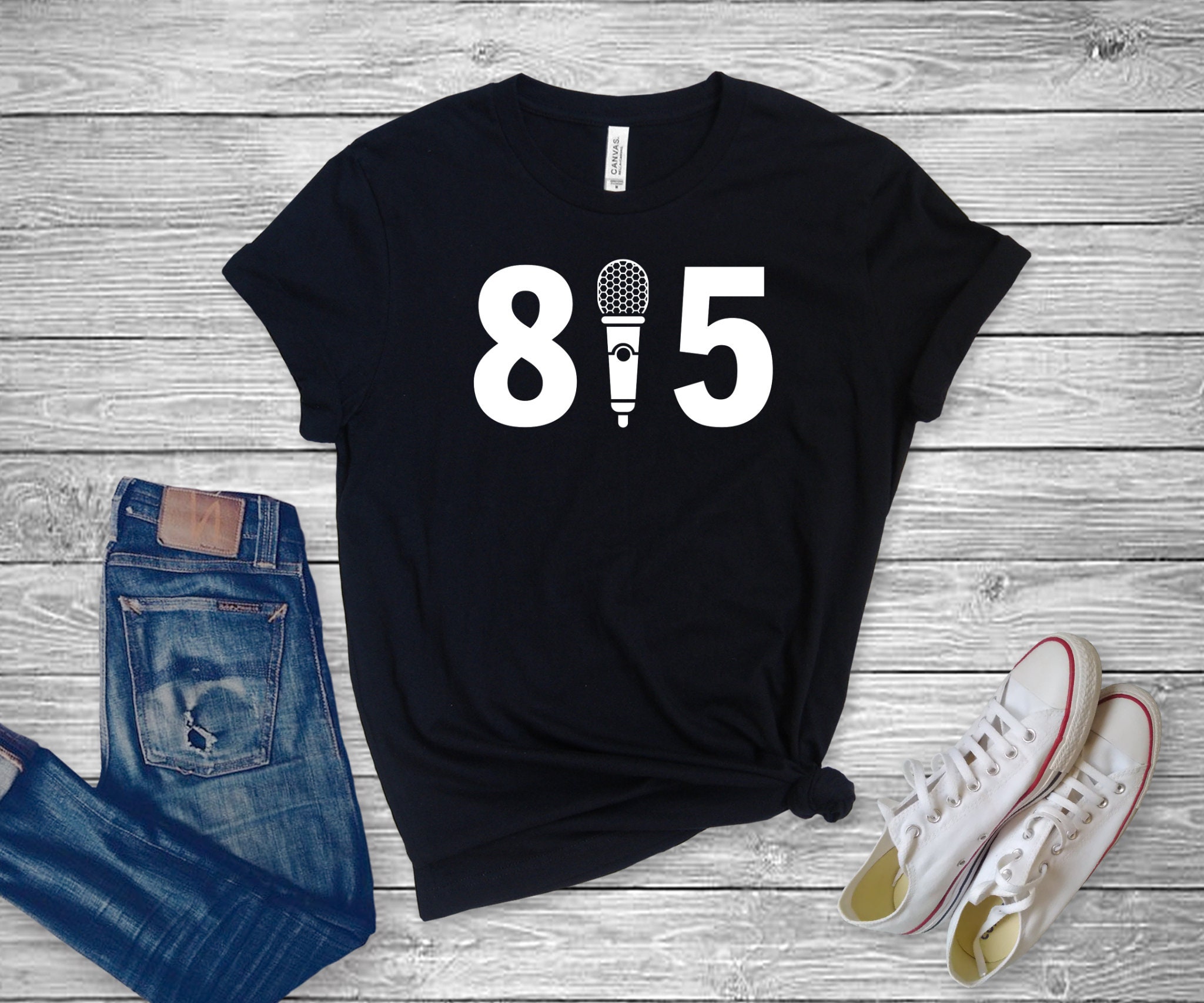 815 T-shirt, Rockford IL Area Code 815, Microphone Design T Shirt - Etsy