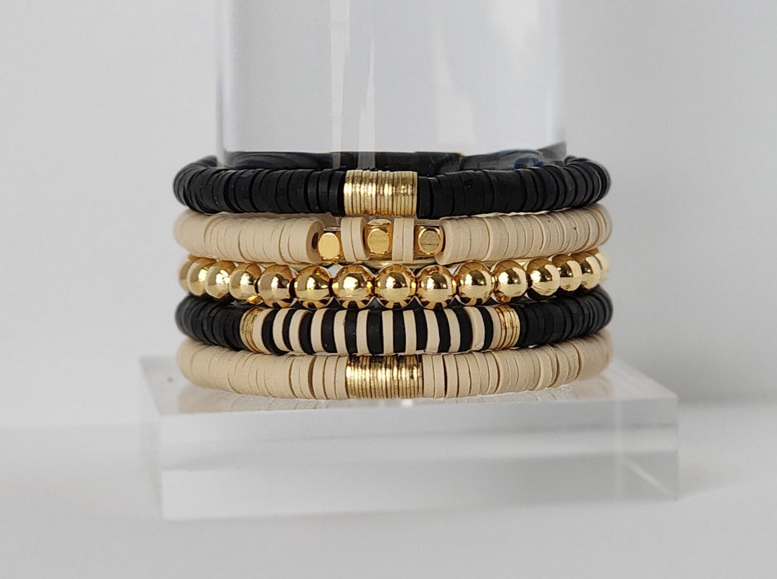 Heishi Coin Stack Bracelet, Layering Bracelets, Stretch Bracelets ...