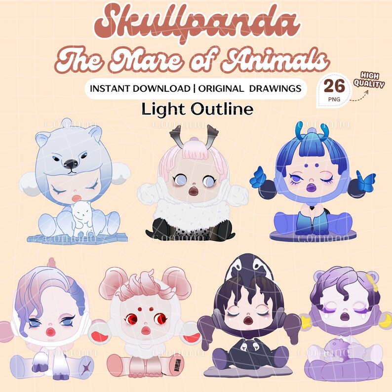 Skullpanda KAWAII PNG Bundle, Mare of Animals Series, Skullpanda ...