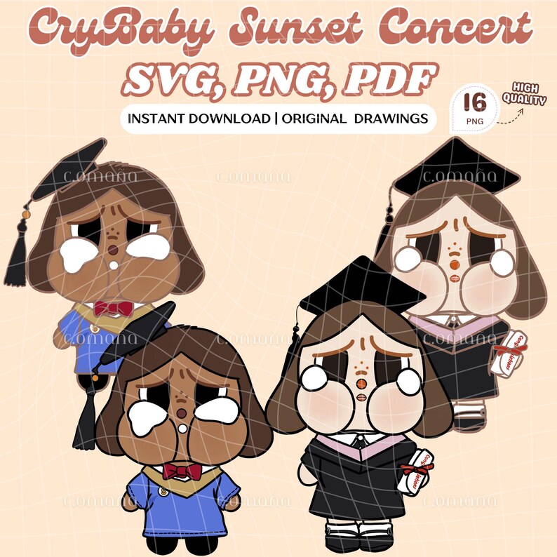 Crybaby PNG SVG PDF Bundle, Cry Baby Sunset Concert, Graduation Sticker ...
