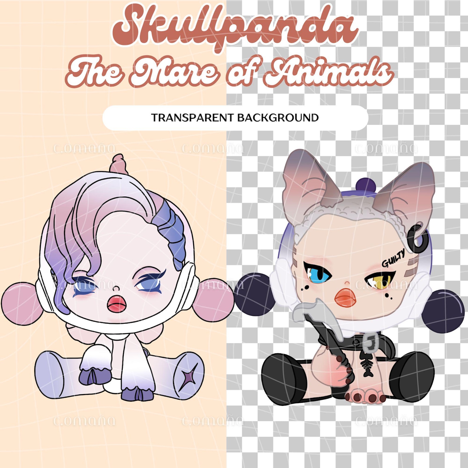 Skullpanda KAWAII PNG Bundle, Mare of Animals Series, Skullpanda ...