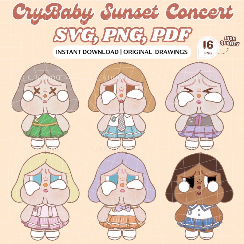 Crybaby PNG SVG PDF Bundle, Cry Baby Sunset Concert, Graduation Sticker ...