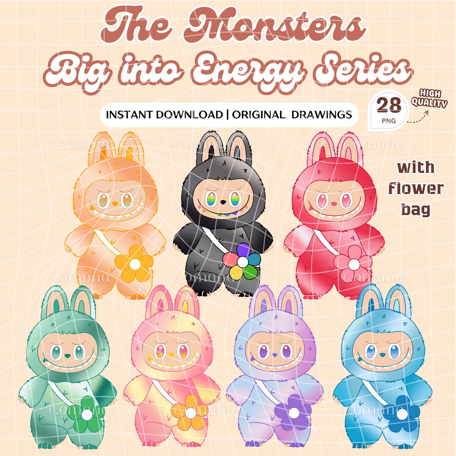 Pack of 28 Labubu PNG - BIG Into Energy Series - LABUBU Digital Drawing ...