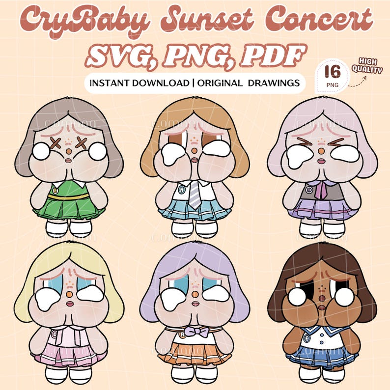 Crybaby PNG SVG PDF Bundle, Cry Baby Sunset Concert, Graduation Sticker ...
