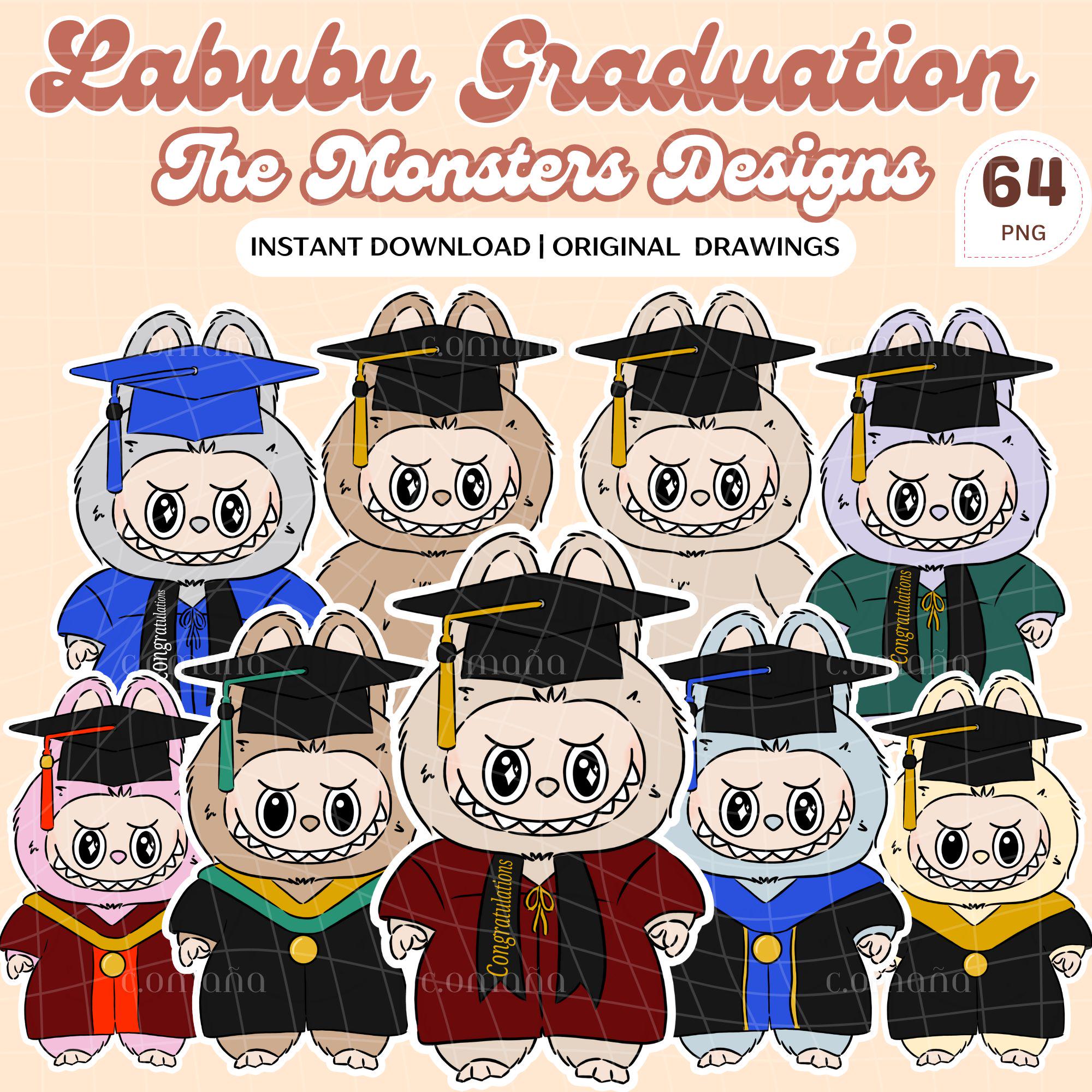 Pack of 64 Labubu Graduation Clipart PNG Bundle, Congratulations ...