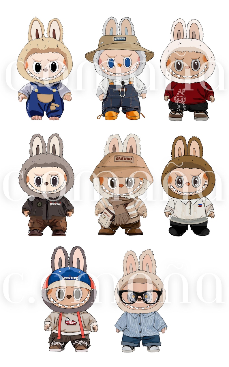 Paquete de Labubu PNG / Pegatinas / Clipart de Labubu / Dibujo / Diseño ...