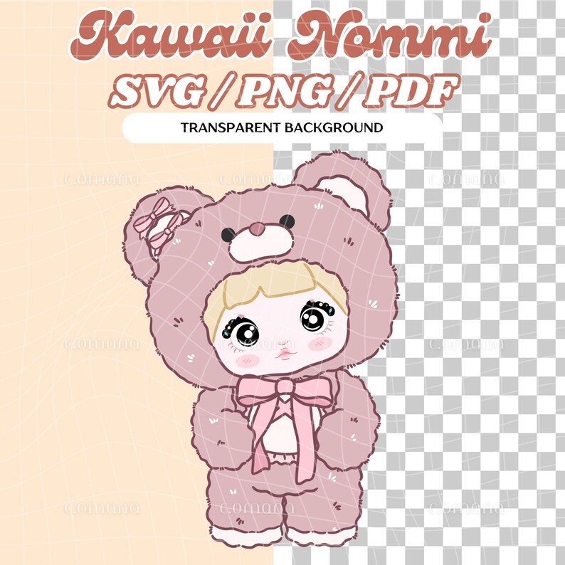 Cute Nommi PNG SVG Bundle, Kawaii Girl Clipart, Print and Cut Stickers ...