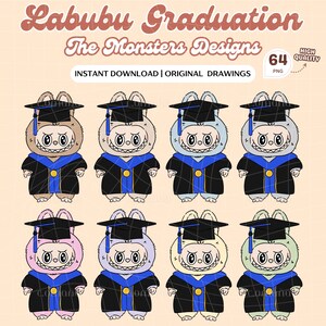 Pack of 64 Labubu Graduation Clipart PNG Bundle, Congratulations ...