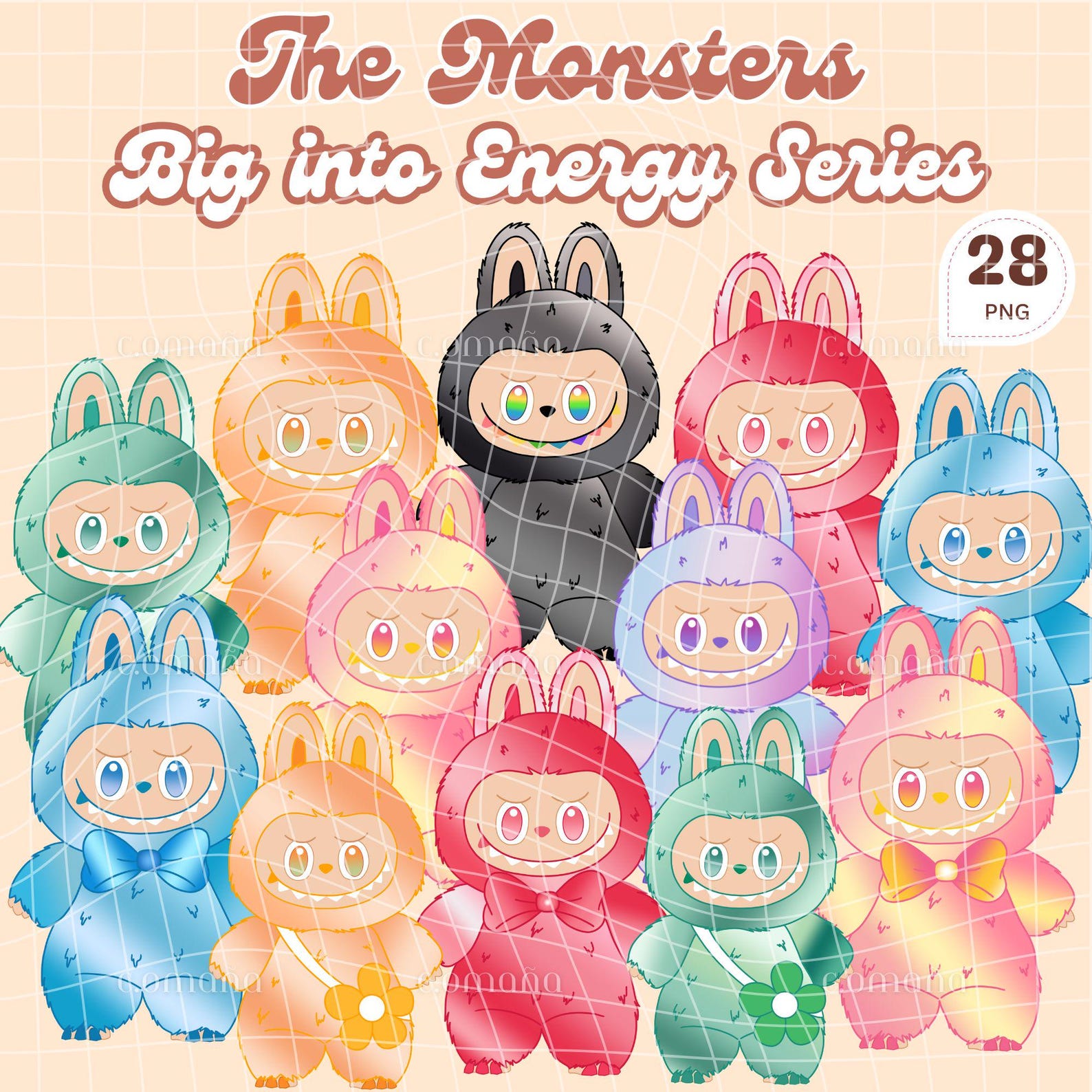 Pack of 28 Labubu PNG - BIG Into Energy Series - LABUBU Digital Drawing ...